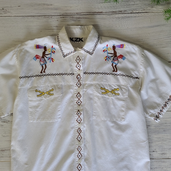 Vintage | Tops | Vintage Embroidered Tribal Native American Cotton ...